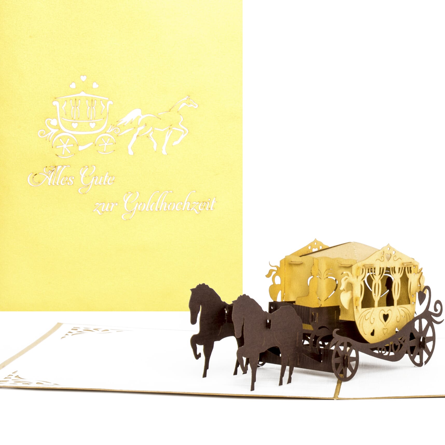 Colognecards Pop-Up Karte Kutsche Alles Gute zur Goldhochzeit | stempel ...