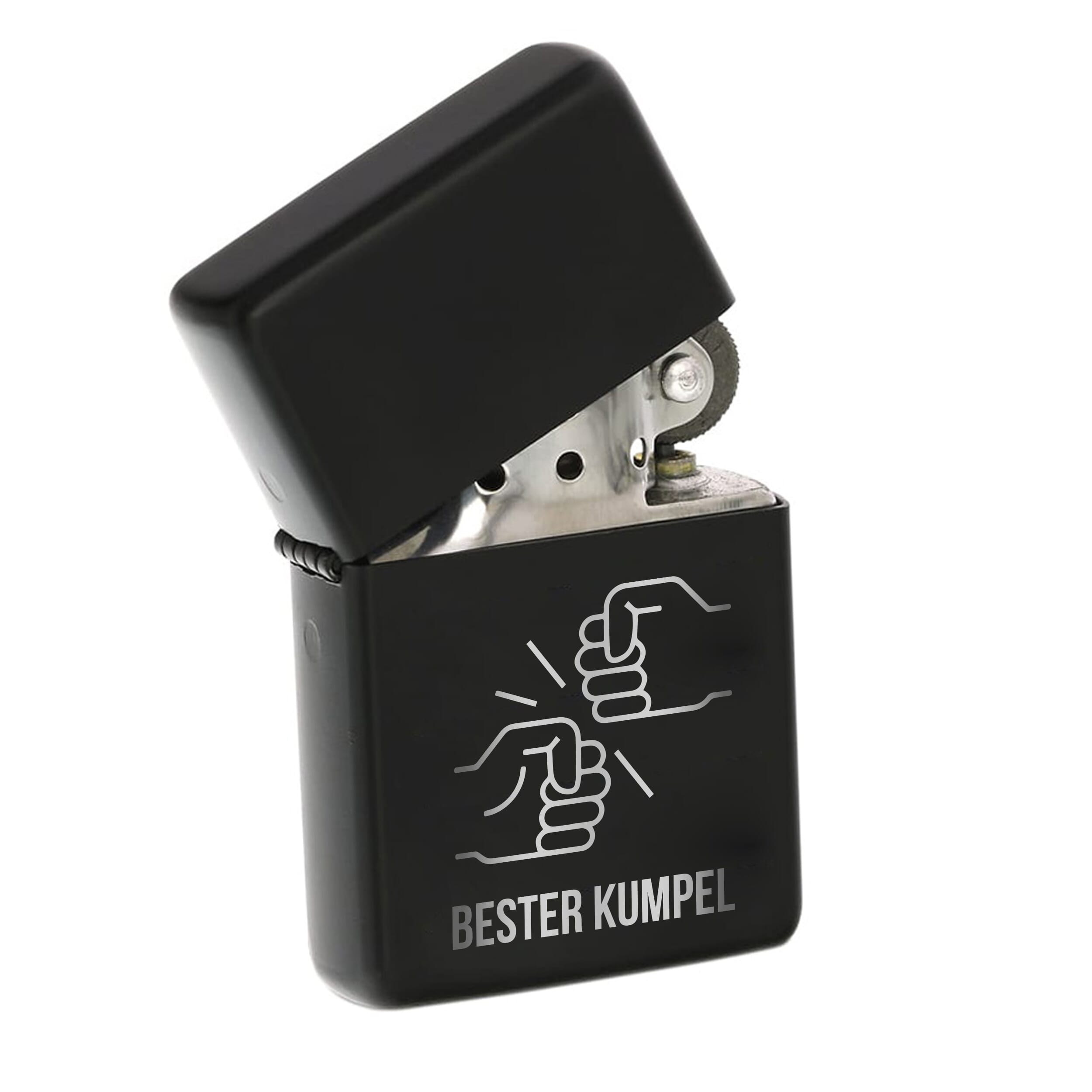 Benzinfeuerzeug schwarz "Bester Kumpel" | gravur-fabrik.de
